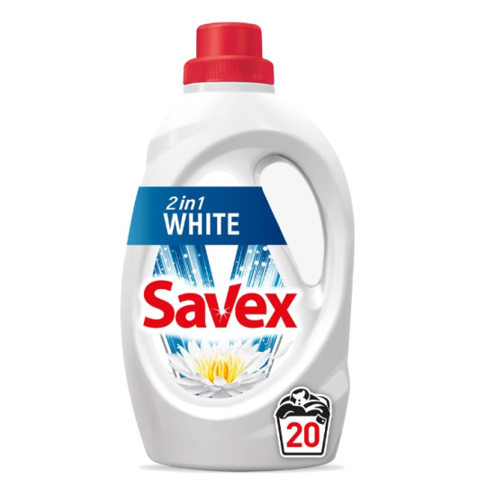 САВЕКС 2in1 WHITE течен перилен препарат за бели тъкани 1,1 л /20 ...